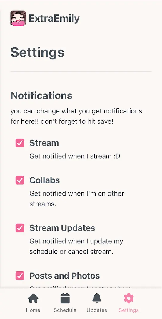 Stream Schedule · ExtraEmily